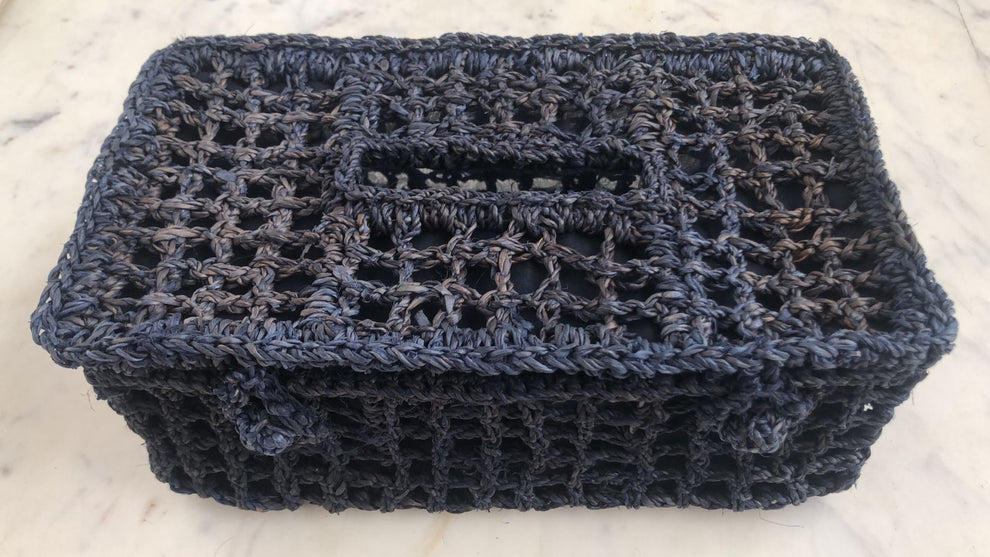 Banana Fiber Navy Blue Tissue Box – SanskaraPY
